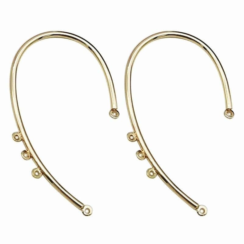 (2шт) Пара висячих ушных аксессуаров золотого цвета - B