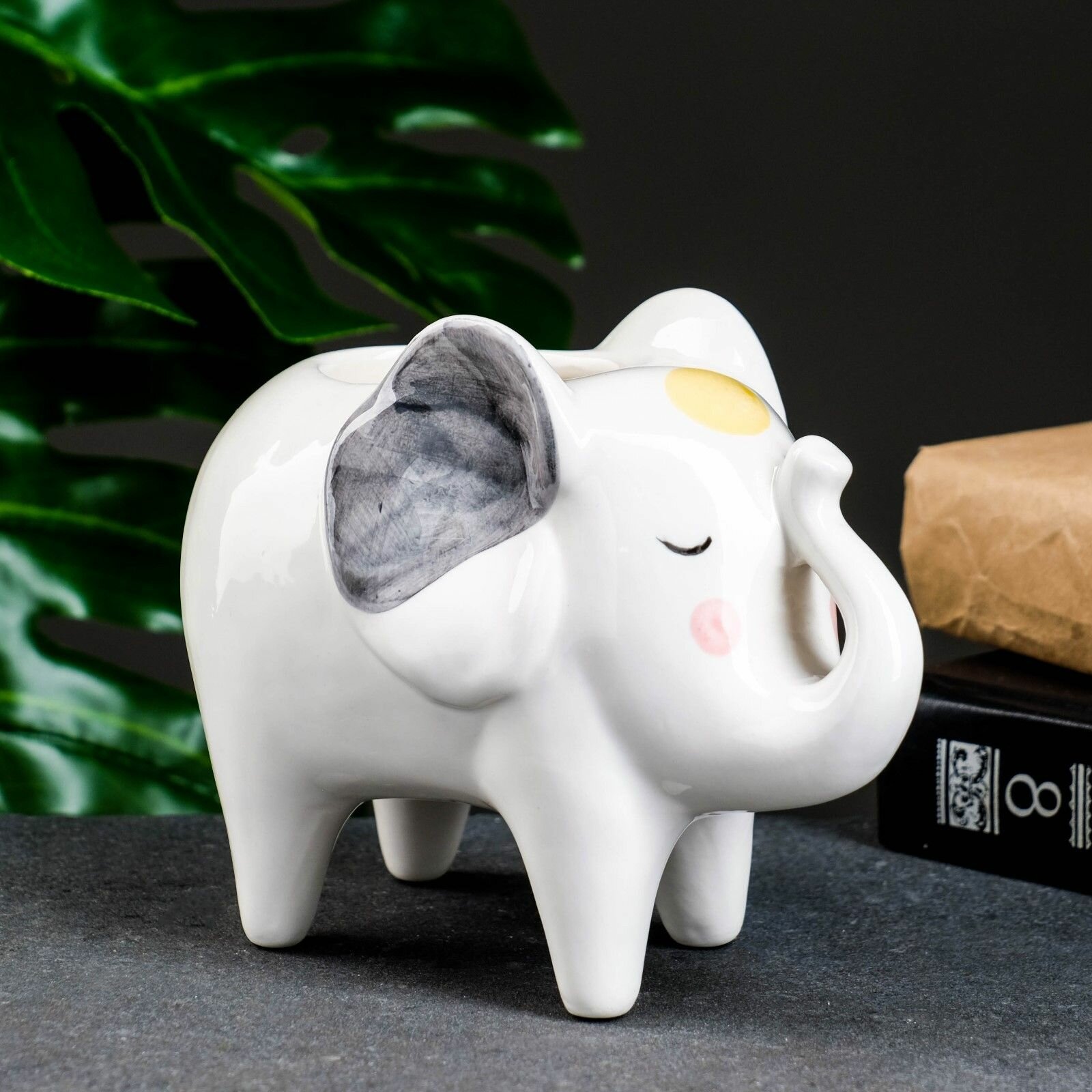 Кашпо "Слон Платон" белый, 16х9х13см, 3 шт