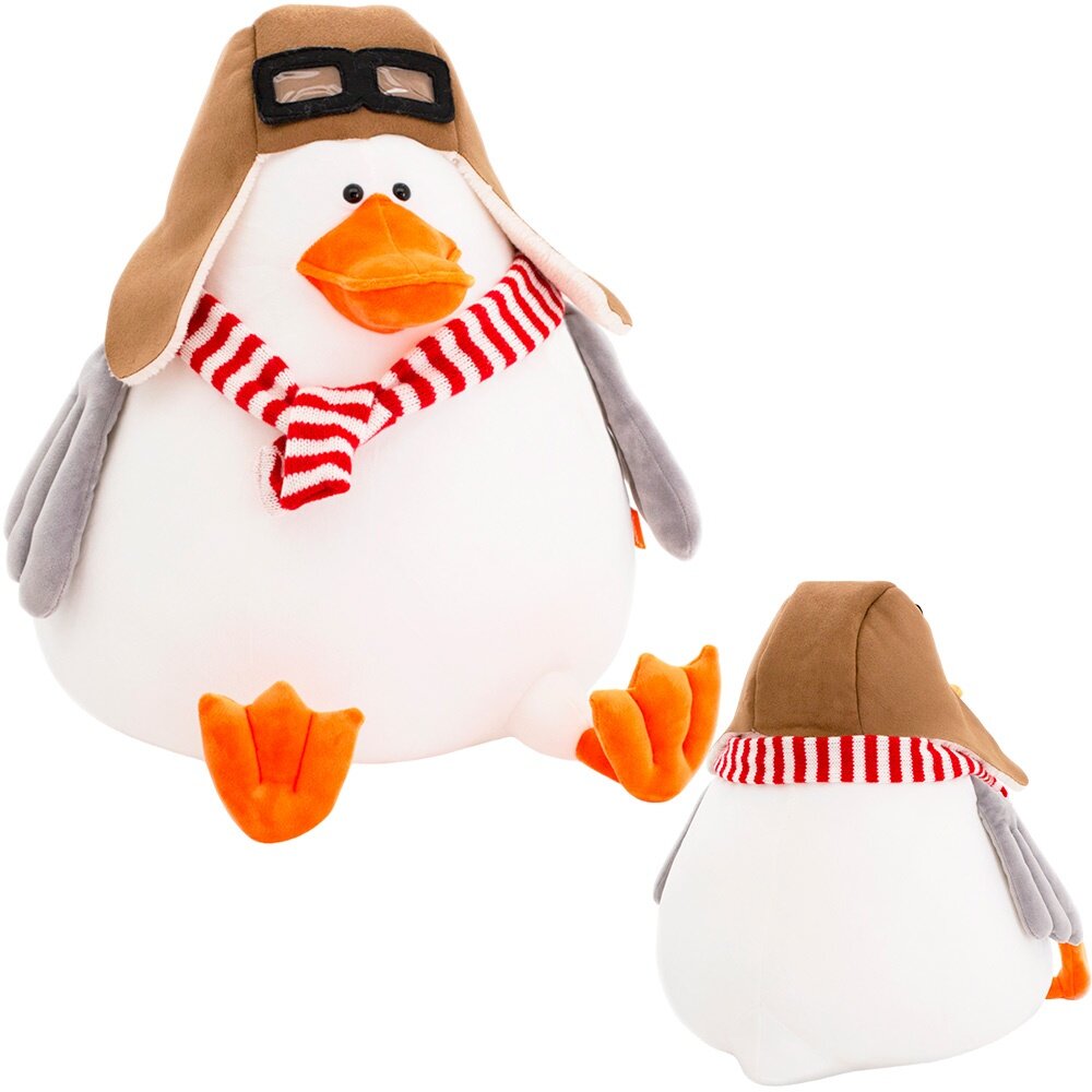 Мягкая игрушка Orange Toys Гусь 20 см, белый в полосатом шарфе и коричневой шапке (OT8005/20)