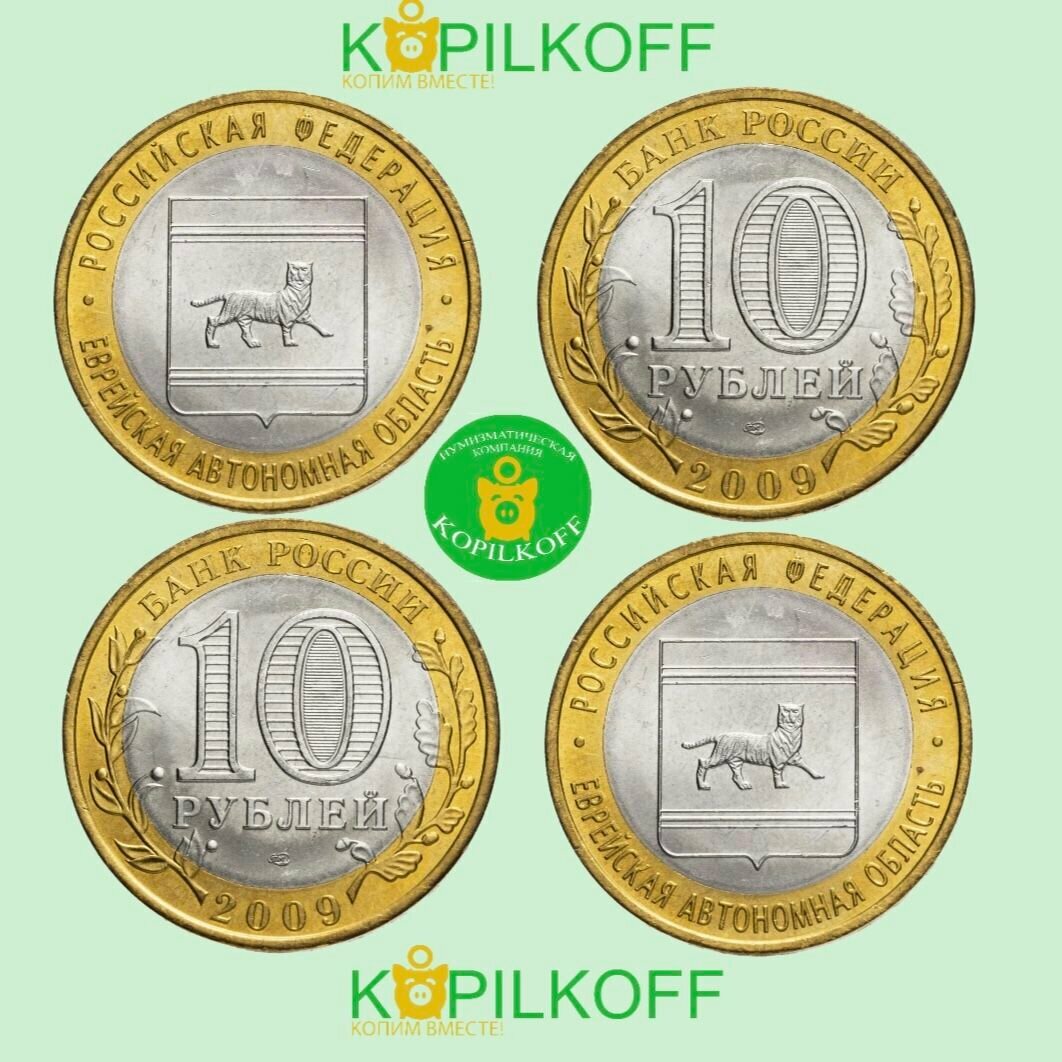 Монета 10 рублей Биметалл "еврейская автономная область" (Российская Федерация), СПМД, 2009 г. в, из оборота