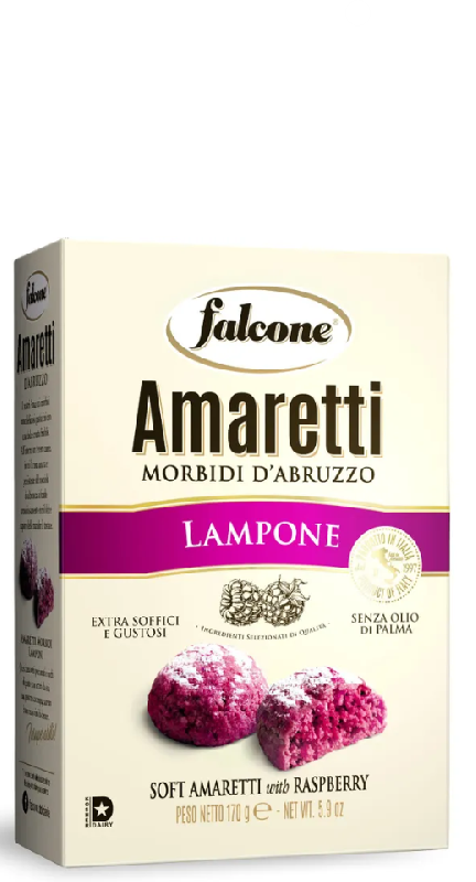 Печенье сахарное Falcone Амаретти мягкие итальянские со вкусом малины /картон/ 170г