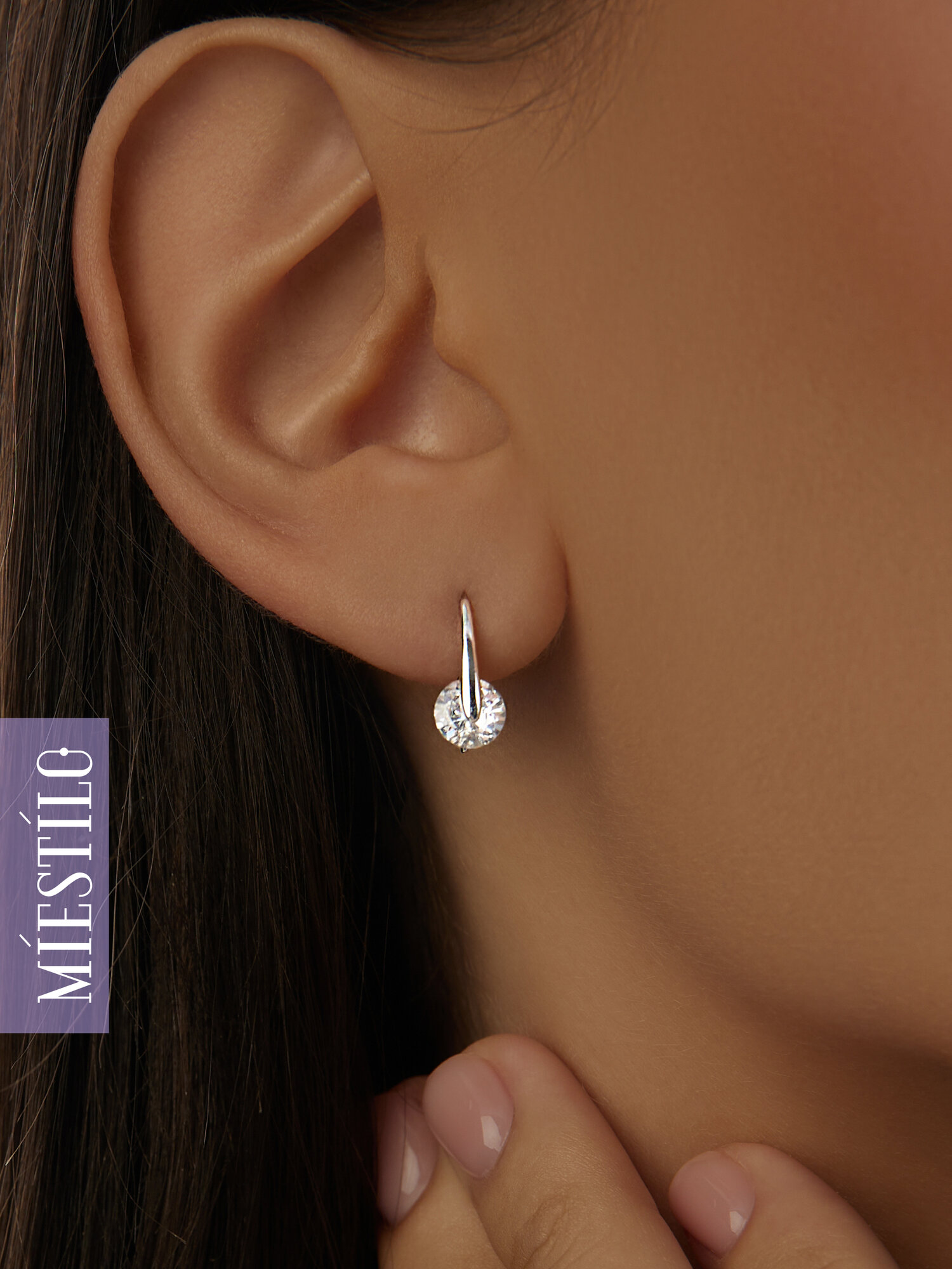 Серьги с подвесками, серебро, 925 проба, родирование, фианит