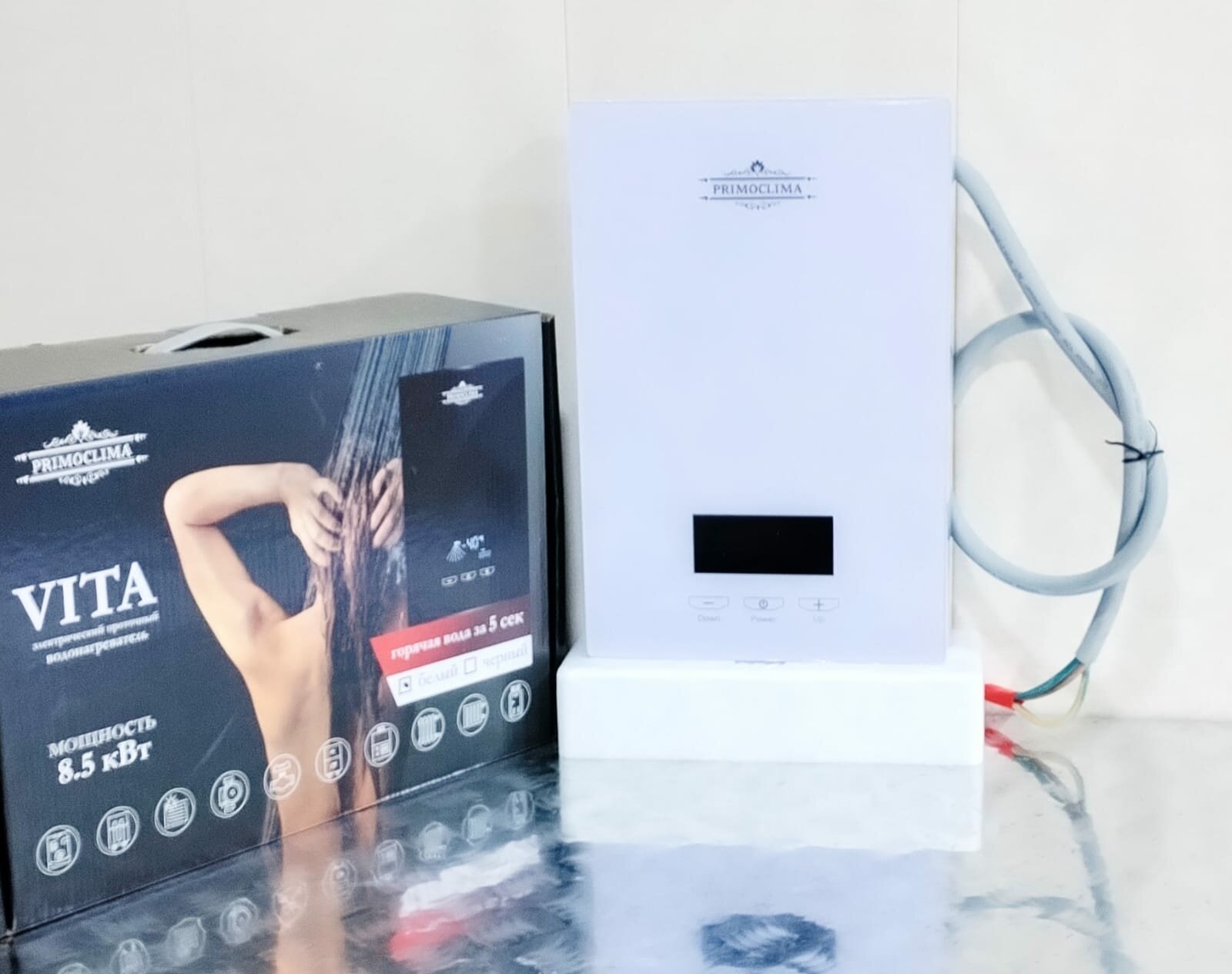 Электрический проточный водонагреватель PRIMOCLIMA VITA 8.5 кВт, белый