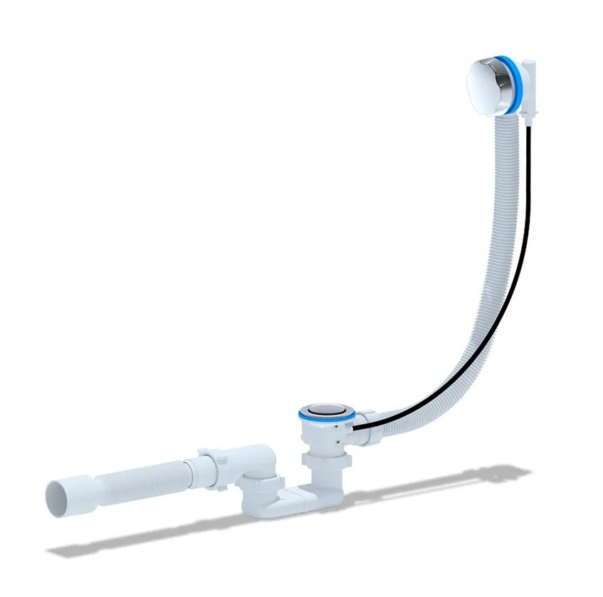 Обвязка для ванны перелив 1.1/2 д/ванны П/автомат гибкая труба 520мм EM701