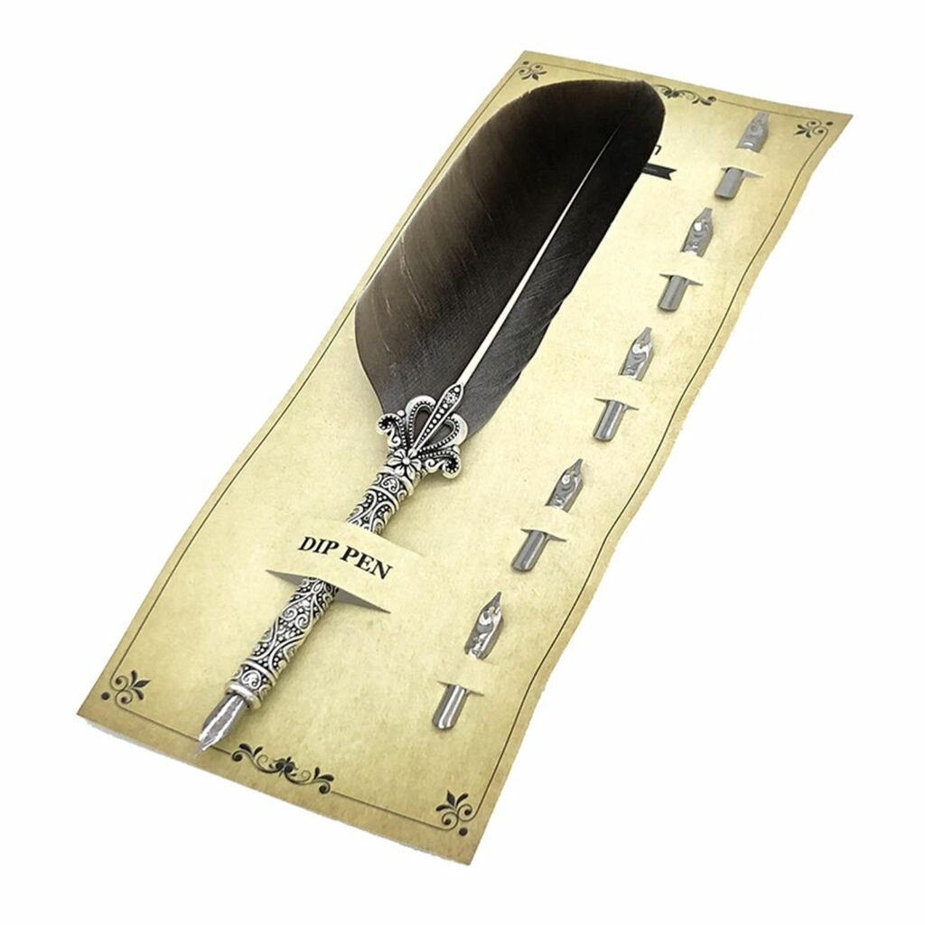 Антикварное перо с 5 насадками для каллиграфии