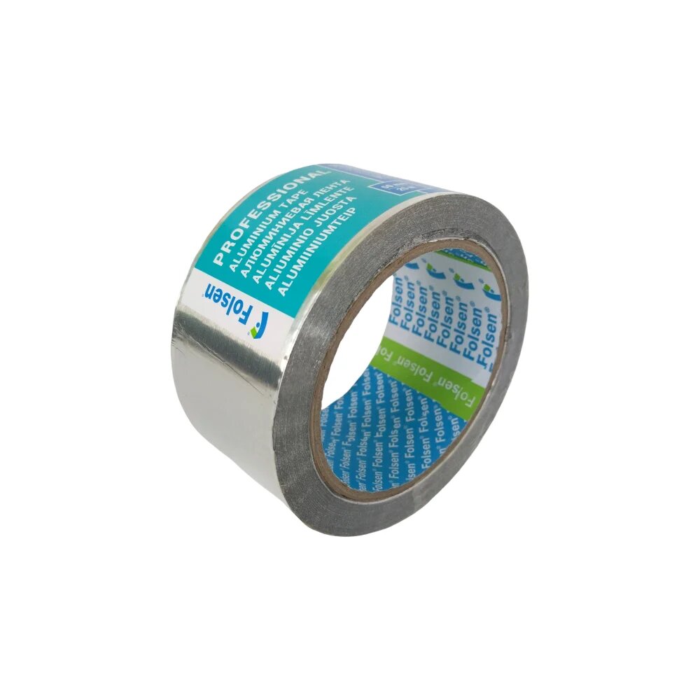 Алюминиевая лента Folsen без лайнера, 50 мм, 25 м, до 150 градусов 074254