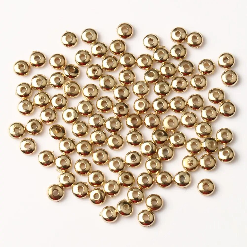 Плоские круглые бусины CCB 4/6 мм, 100-200 шт, LASOFAMIRE 4x2mm 200pcs, gold