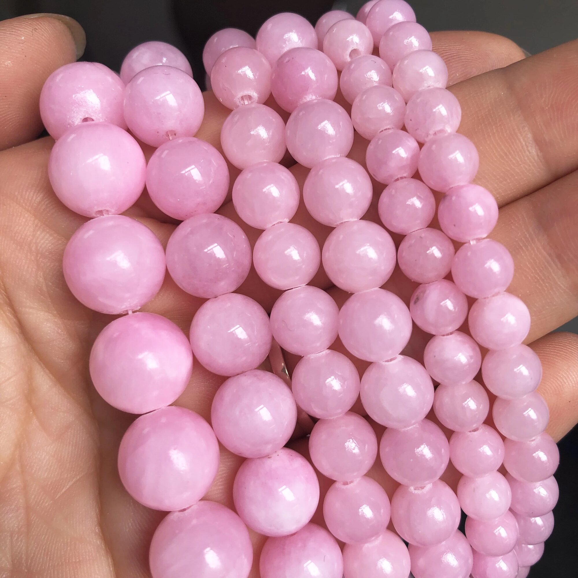 Бусины из ангелита, халцедона, нефрита 4-12 мм xilitata Розовый, 8mm (approx 46pcs), Pink Jade