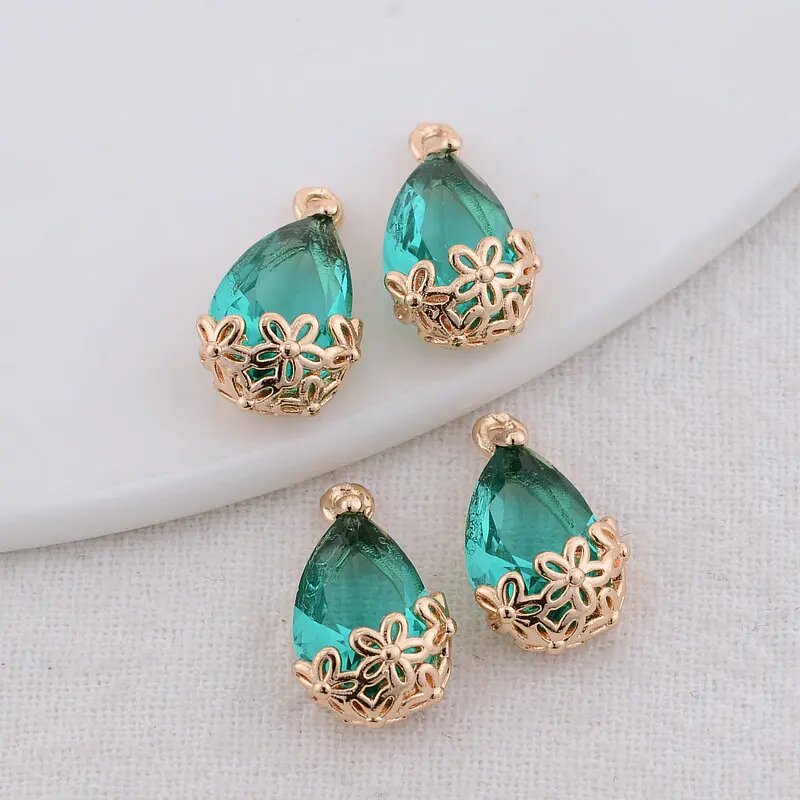 Заключения из латуни и стекла Florainer Tina 10 штук Изумрудный, 6PCS, Green Color