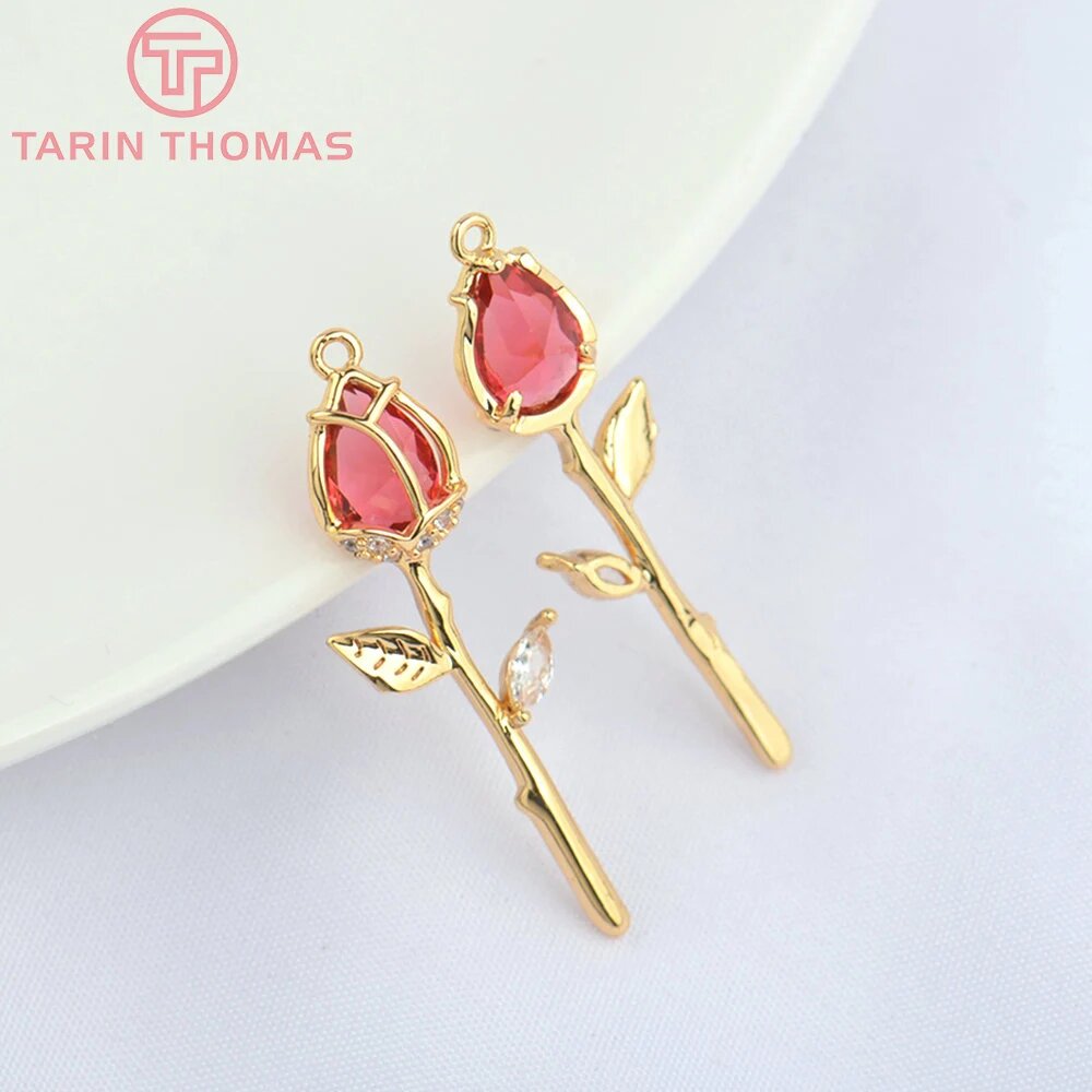 TARIN THOMAS серьги-подвески Роза, золотистый, 4940-Red Color