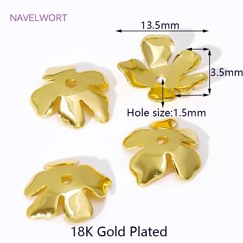 18K позолоченные шапочки для бусин NAVELWORT, 10 шт
