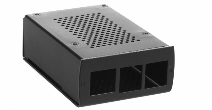 Корпус Qumo для Raspberry Pi 4B, перфорированный с доп. креплением, Aluminum Case