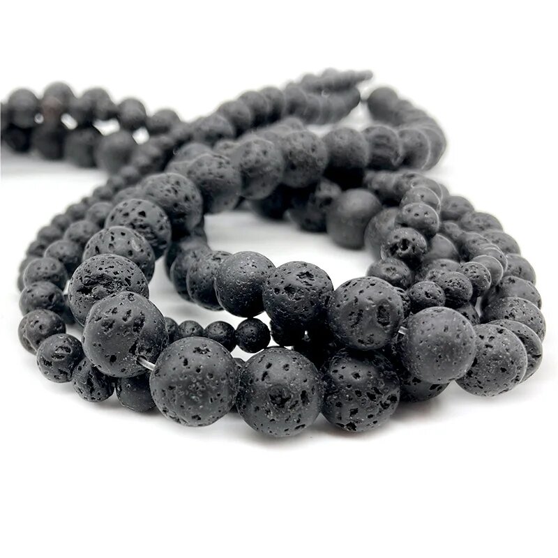 Натуральные бусины аметист амазонит агаты нефрит 4 6 8 10 мм Черный, 4mm(88-93pcs), Lava