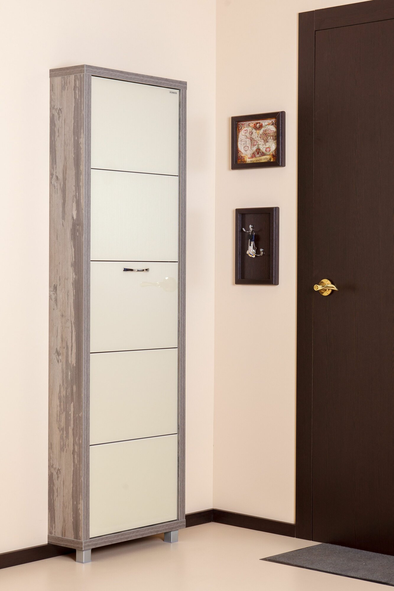 Обувной шкаф "Люкс", ЛДСП, стекло, 5 секций, крепление к стене