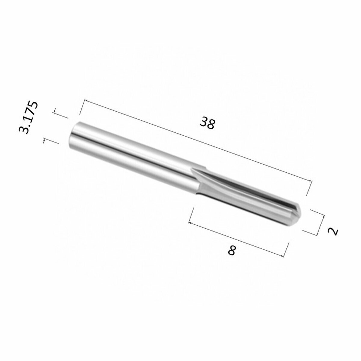 Фреза DJTOL N2ZQX3.208 прямая двухзаходная сферическая (по дереву, композиту (АКП), пластику)