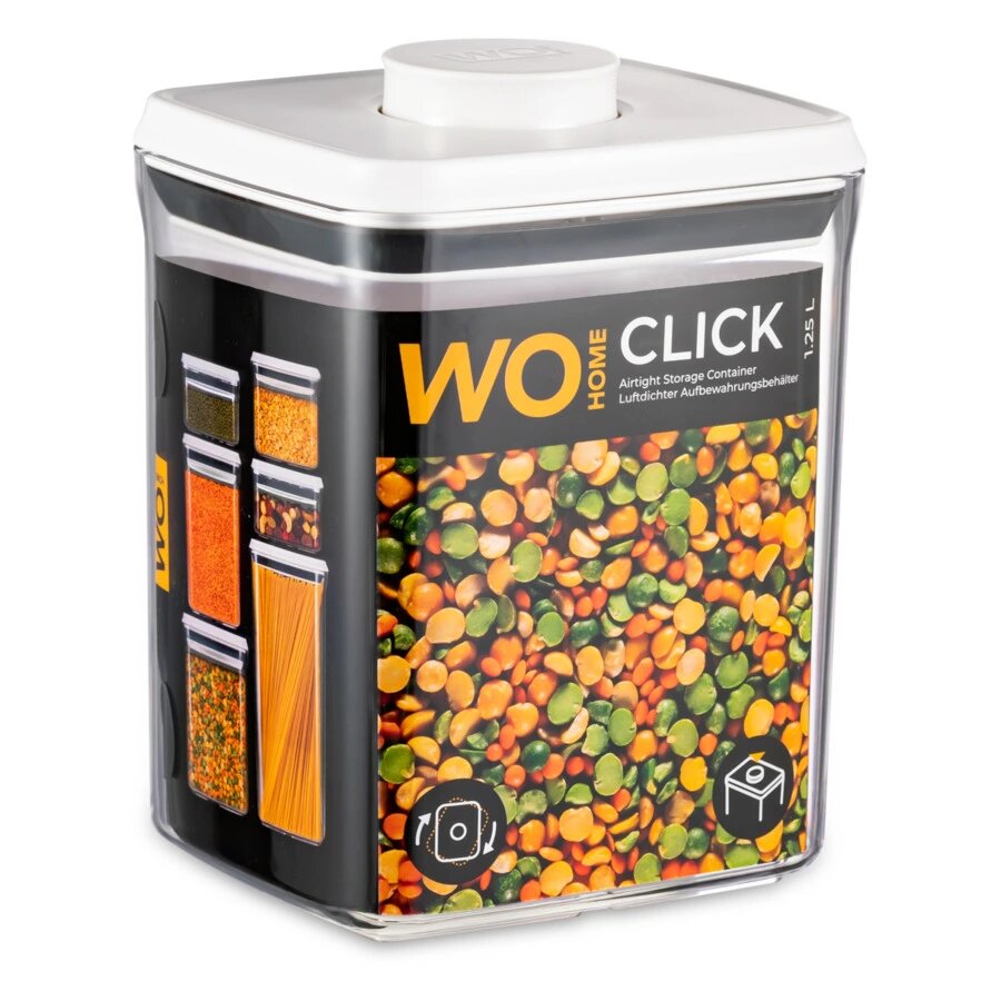 Контейнер для сыпучих продуктов с вакуумной крышкой WO HOME CLICK 1,25 л, 12,3х10,5х15,3 см, пластик