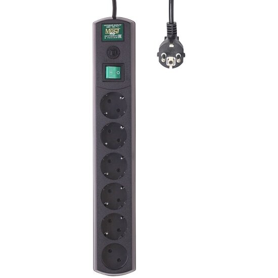 Most RG 5м (6 розеток) черный (коробка)