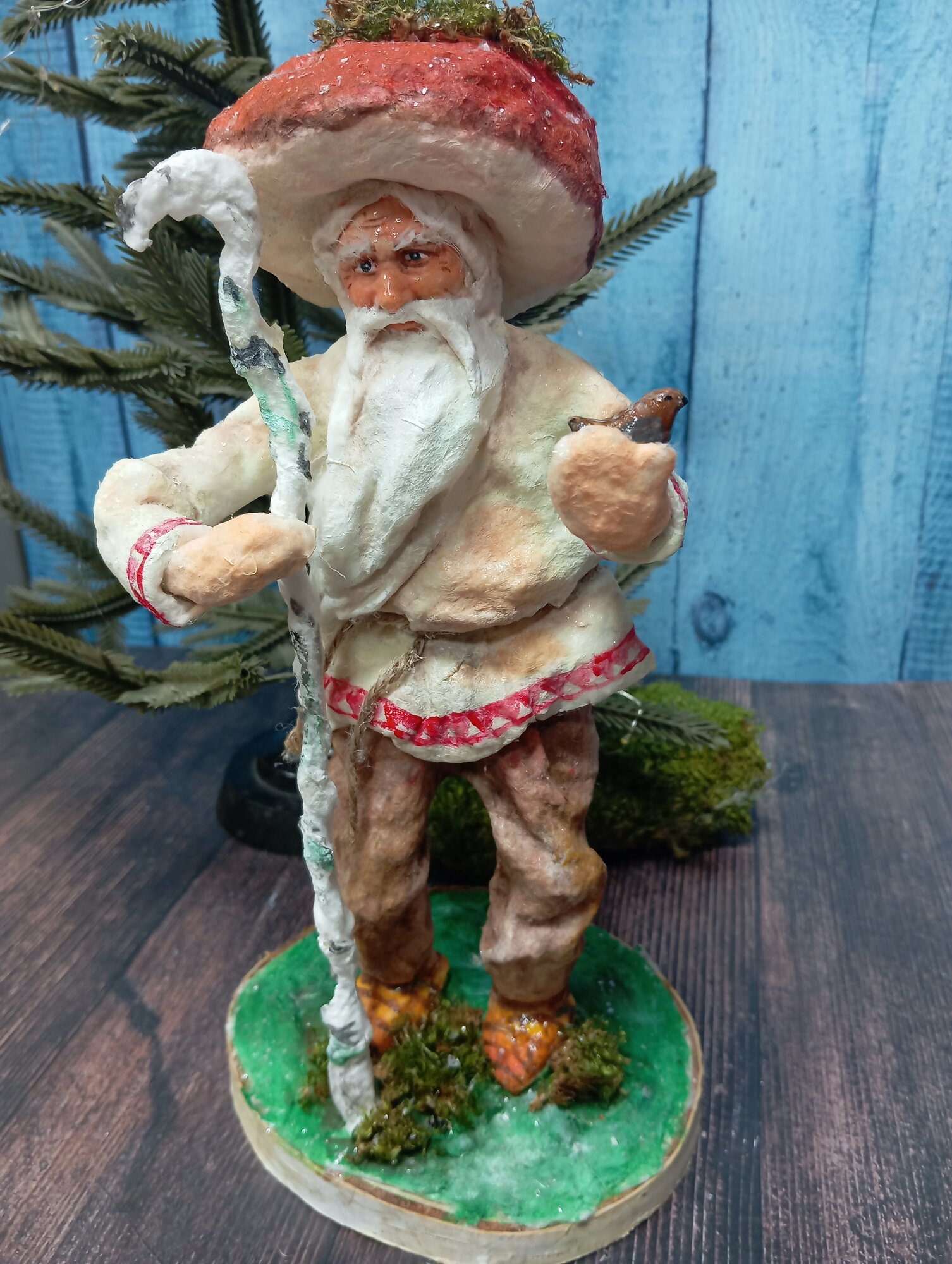 Ватная игрушка на подставке Старик-Боровик. Для декора, интерьера и елки.