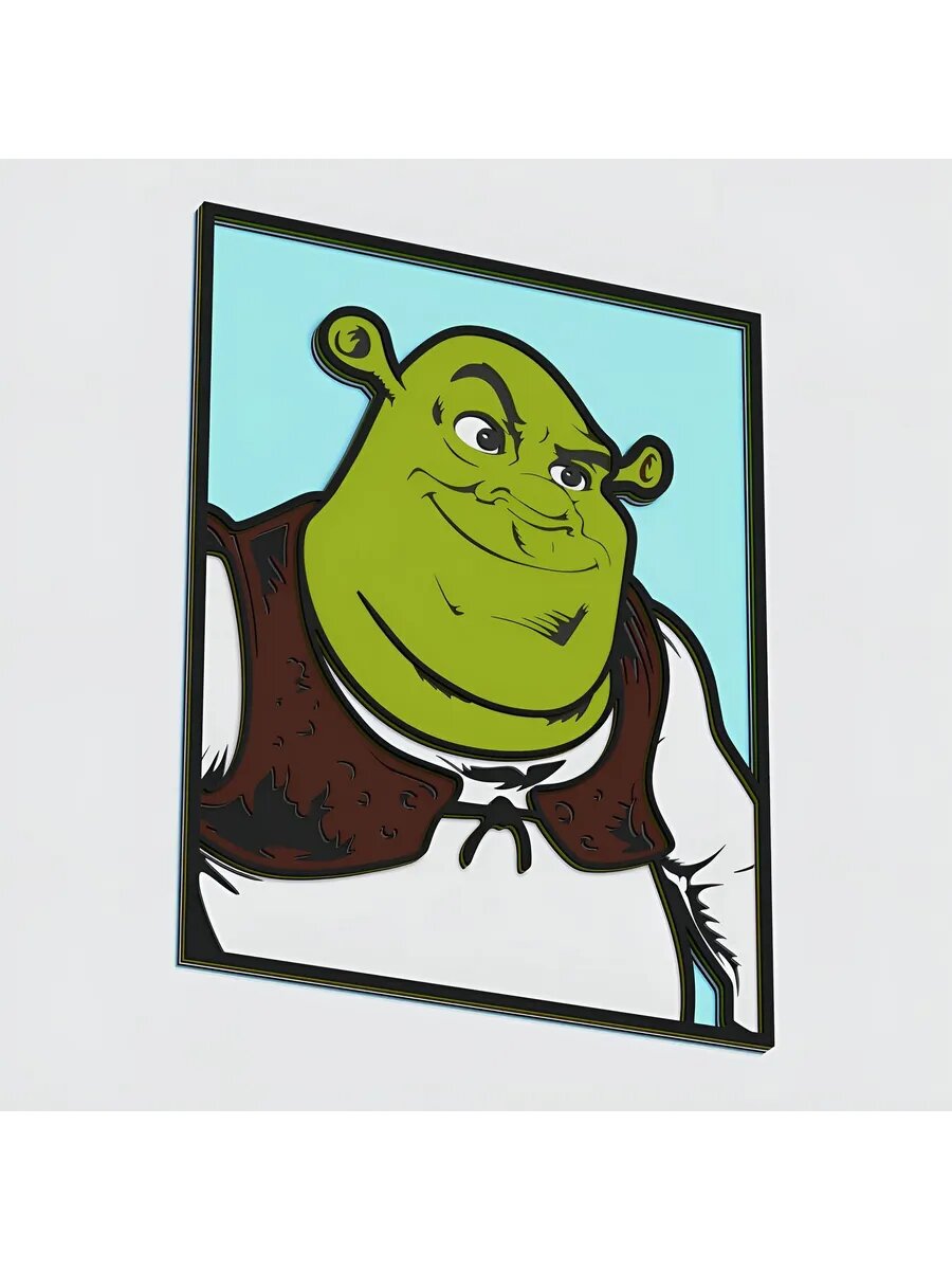 3D Картина по номерам из дерева Шрек, 23x30 см