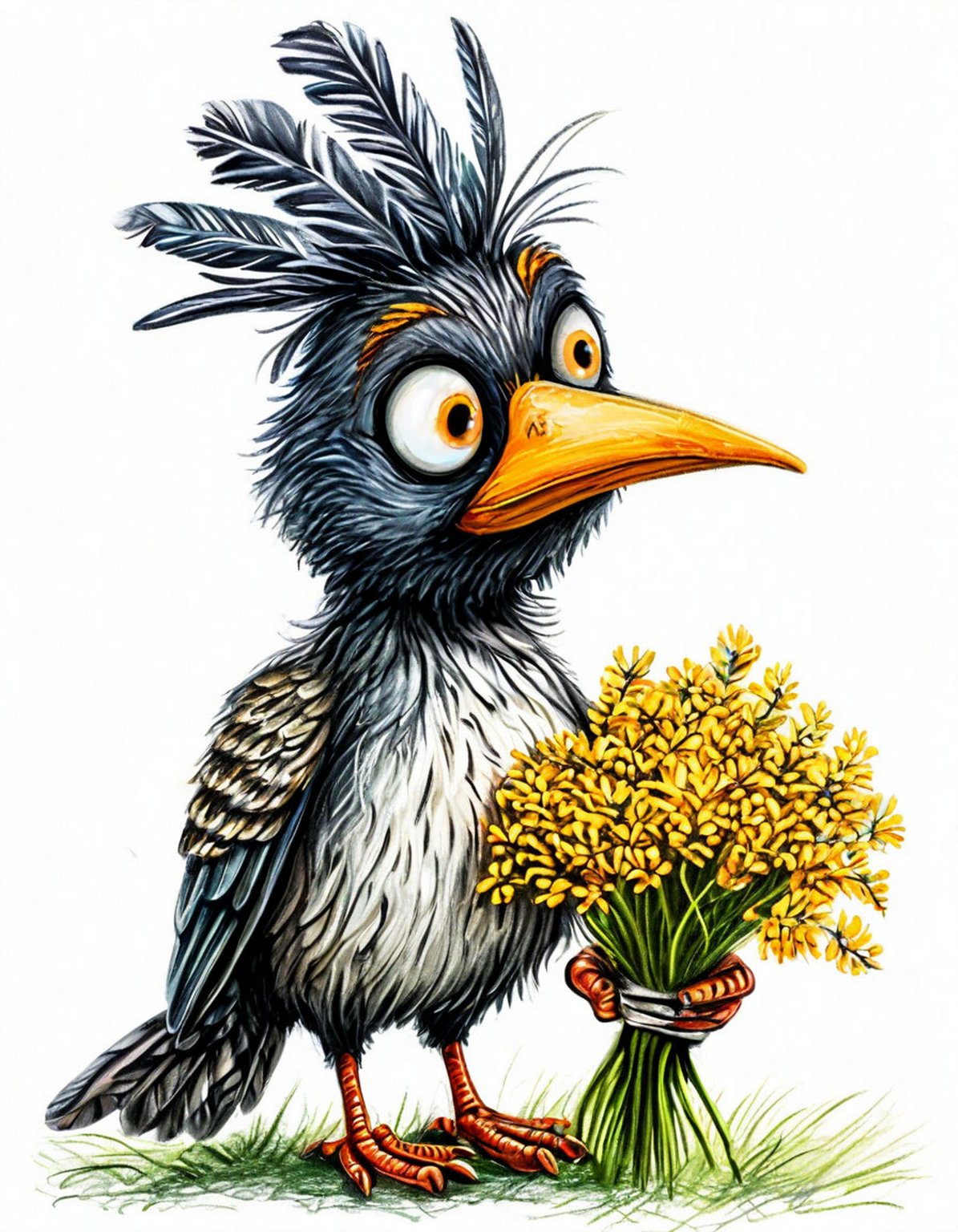 Картина по номерам "Грач с мимозой" 40х50 см, хлопковый холст на подрамнике, акрил, Hobby Home