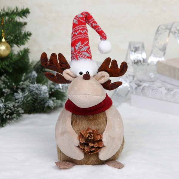 Фигурка новогодняя Серпантин "Волшебный олень" 38х14,5 см, пластик, текстиль