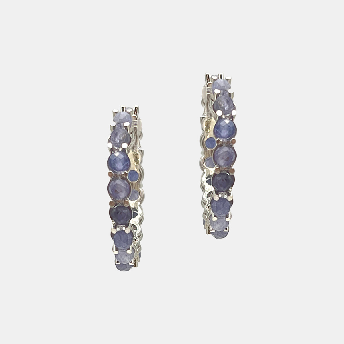 Серьги конго, серебро, 925 проба, танзанит