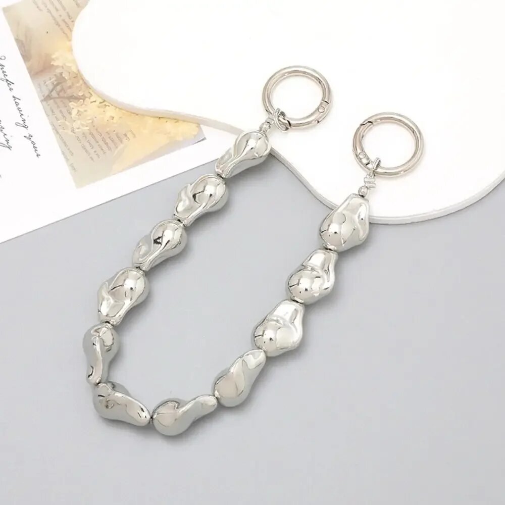 Корейская нестандартная жемчужная бусина, искусственная цепь, модный ремень для сумочки, ремешок, аксессуары для сумки с прочной ручкой Серебряный, silver