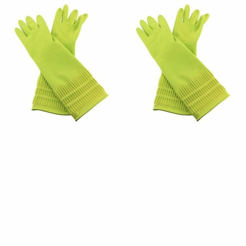 Clean wrap Перчатки из натурального латекса, Clean Pastel Latex Glove, с внутренним покрытием, удлинённые, зеленые, размер L, 1 пара, 2 уп.