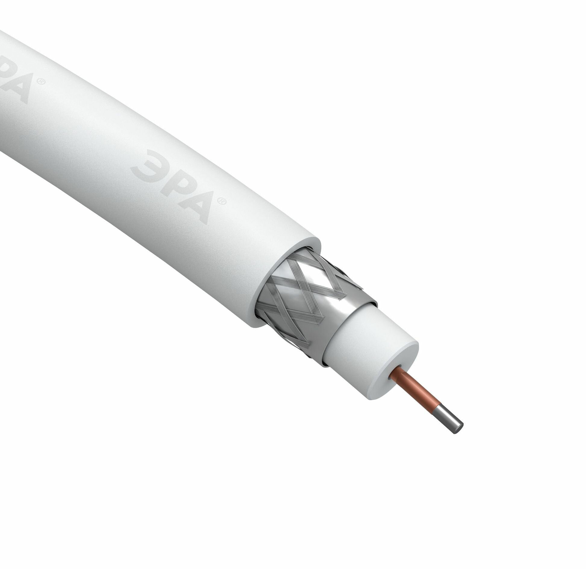Кабель коаксиальный RG-6U, 75 Ом, CCS/(оплётка Al 48%), PVC, цвет белый, бухта 10 м, SIMPLE / кабель телевизионный антенный