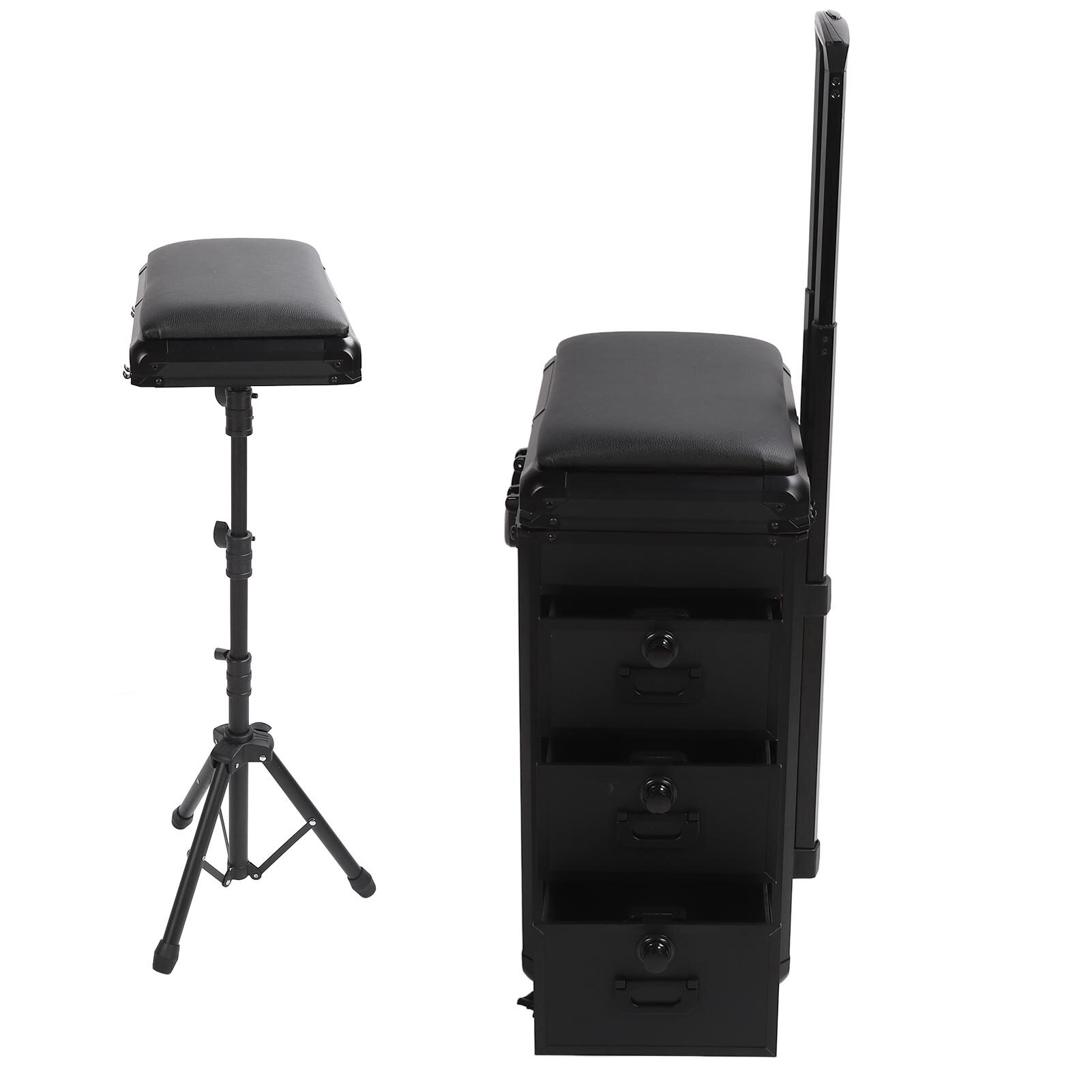 3 в 1 чемодан для косметики на колесиках, вместительный алюминиевый сплав, регулируемая ручка, ящик для косметических инструментов для стилистов-художников