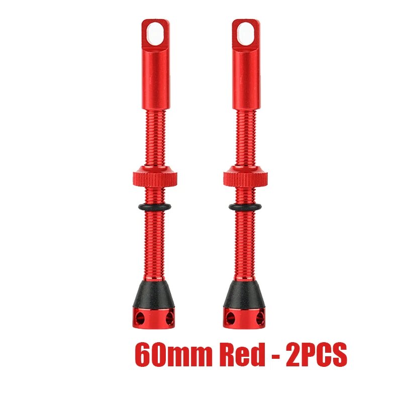 Бескамерные клапаны для велосипеда, 2 шт, черный/красный, алюминий, 40/44/60 мм Красный, 60mm Red