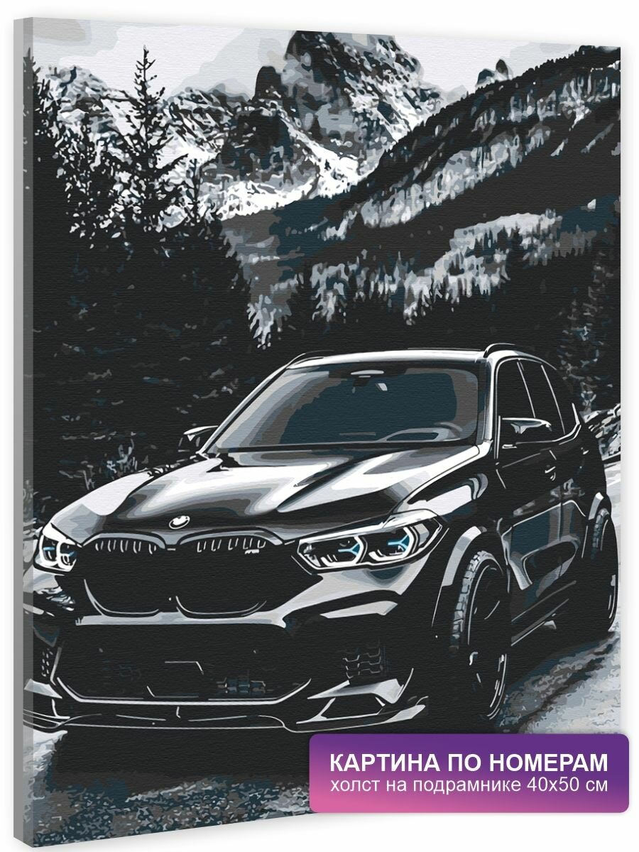 Картина по номерам на холсте с подрамником 40х50 см. Автомобиль, машина. "БМВ, BMW Х5", арт. 5428/