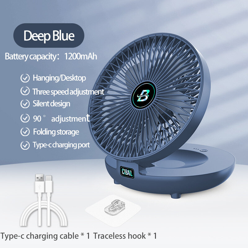 Вентилятор Fan2025, складной, два в одном, литиевая батарея, синий
