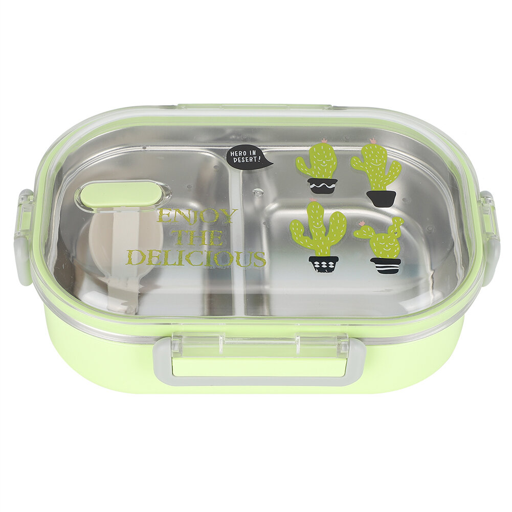 Портативный контейнер для еды Bento Box из нержавеющей стали 304 емкостью 650 мл герметичный пищевой контейнер для студентов KidsGreen