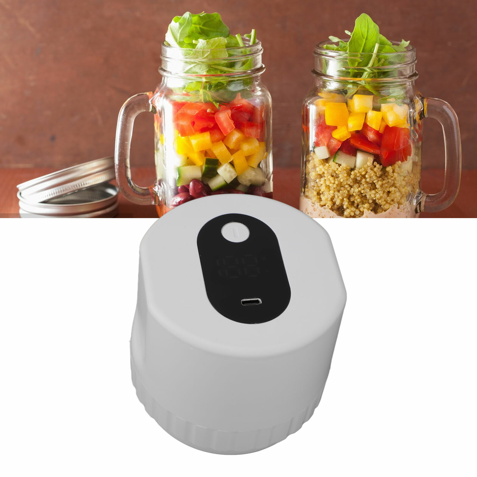 Электрический вакуумный упаковщик для банок Mason, перезаряжаемый автоматический беспроводной вакуумный упаковщик для банок для дома, белый