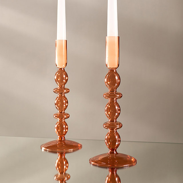 Стеклянный подсвечник Lance 24 см оранжевый, Edelman, 1121705