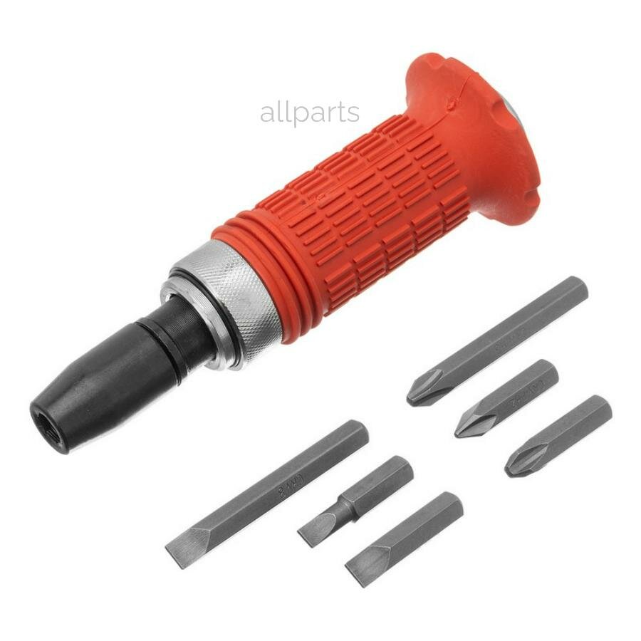 MATRIX 11579 Отвертка ударно-поворотная 1/2, набор бит, 6 шт. обрезиненная ручка, в пласт. боксе MATRIX 11579