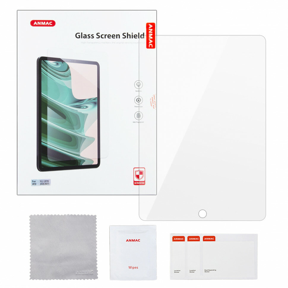 Защитное стекло для iPad 7 / 8 / 9 (2019, 2020, 2021) 10.2", Anmac, прозрачное