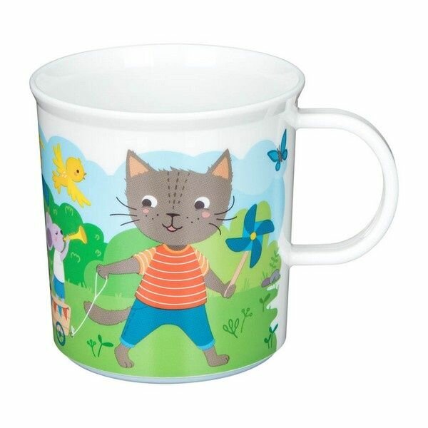 Кружка детская Пластишка декор, нескользящее дно 200 мл, белая, 7,2х9,8х7,6 см