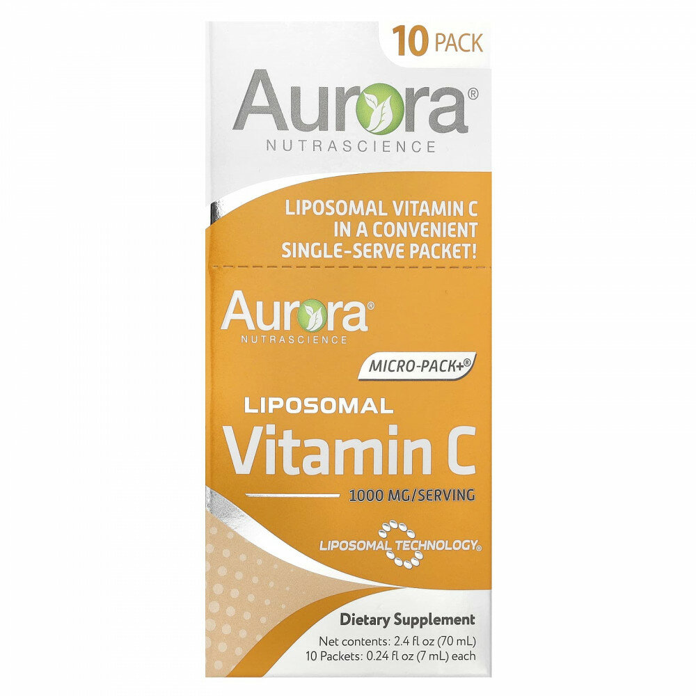 Aurora Nutrascience, Micro-Pack+®, липосомальный витамин C, 10 пакетиков по 7 мл (0,24 жидк. унции)