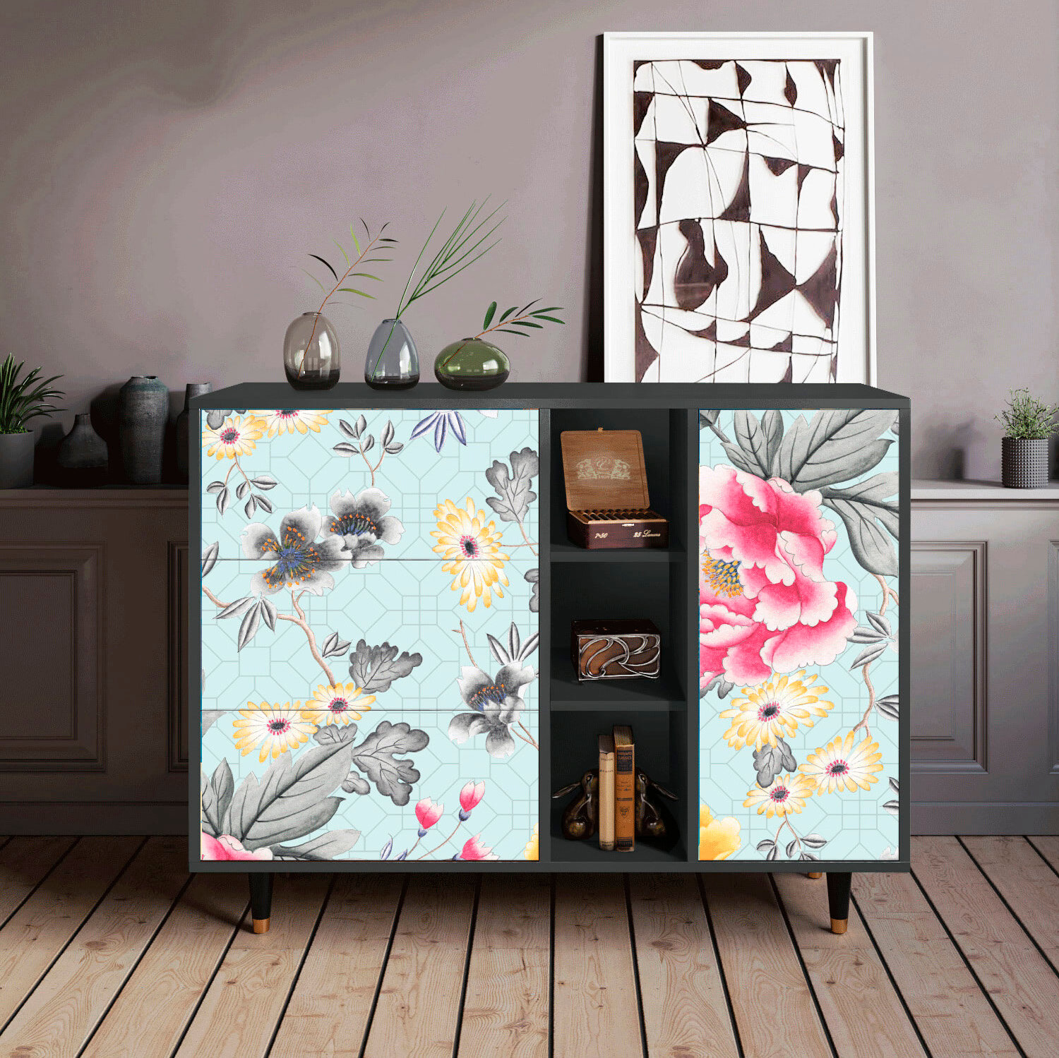 Комод - STORYZ - BS2 Sky Garden, Разер - 125 x 97 x 48 см , Цвет корпуса - Антрацит