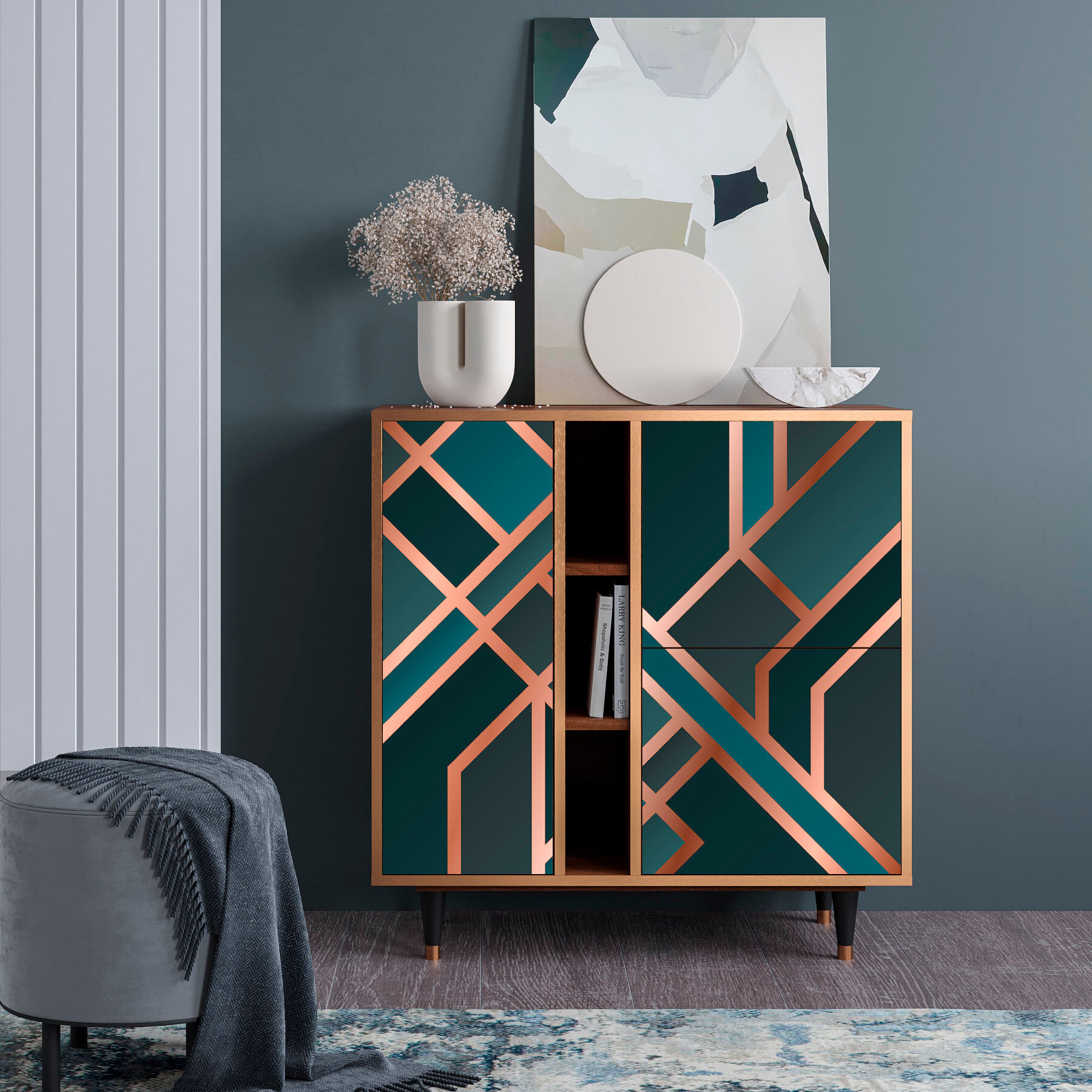 Комод - STORYZ - BS5 Bronze Crossroad, Размер - 94 x 96 x 41 см, Цвет корпуса - , Орех