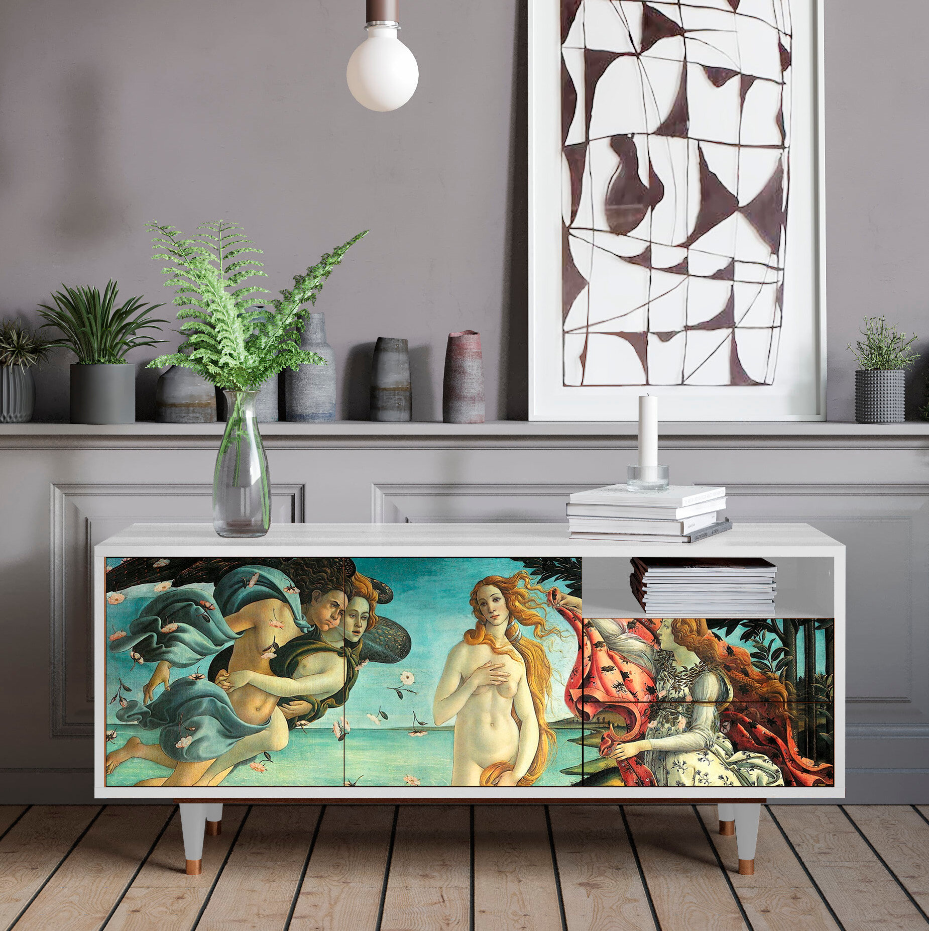 ТВ-Тумба - STORYZ - T7 The Birth of Venus by Botticelli, Размер - 125 x 56 x 41 см, Цвет корпуса - , Белый