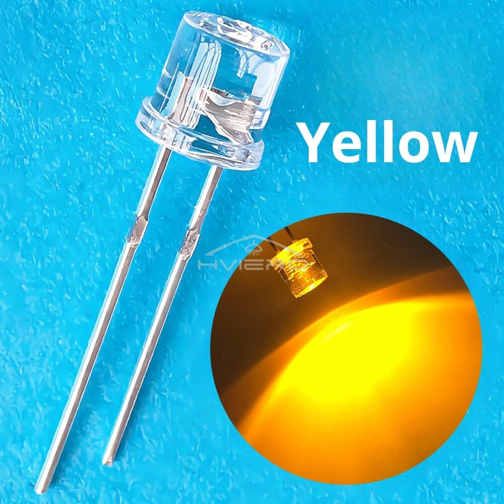 100X угловой светодиод мин. F5 5 мм с плоским верхом, белый, красный, розовый, желтый, синий, широкий, прозрачный светодиодный шарик, ультра яркая лампа накаливания