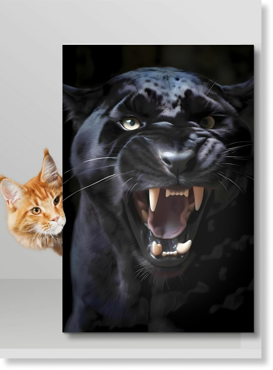 Картина Дикая Черная Пантера интерьерная 40х60 1 шт.