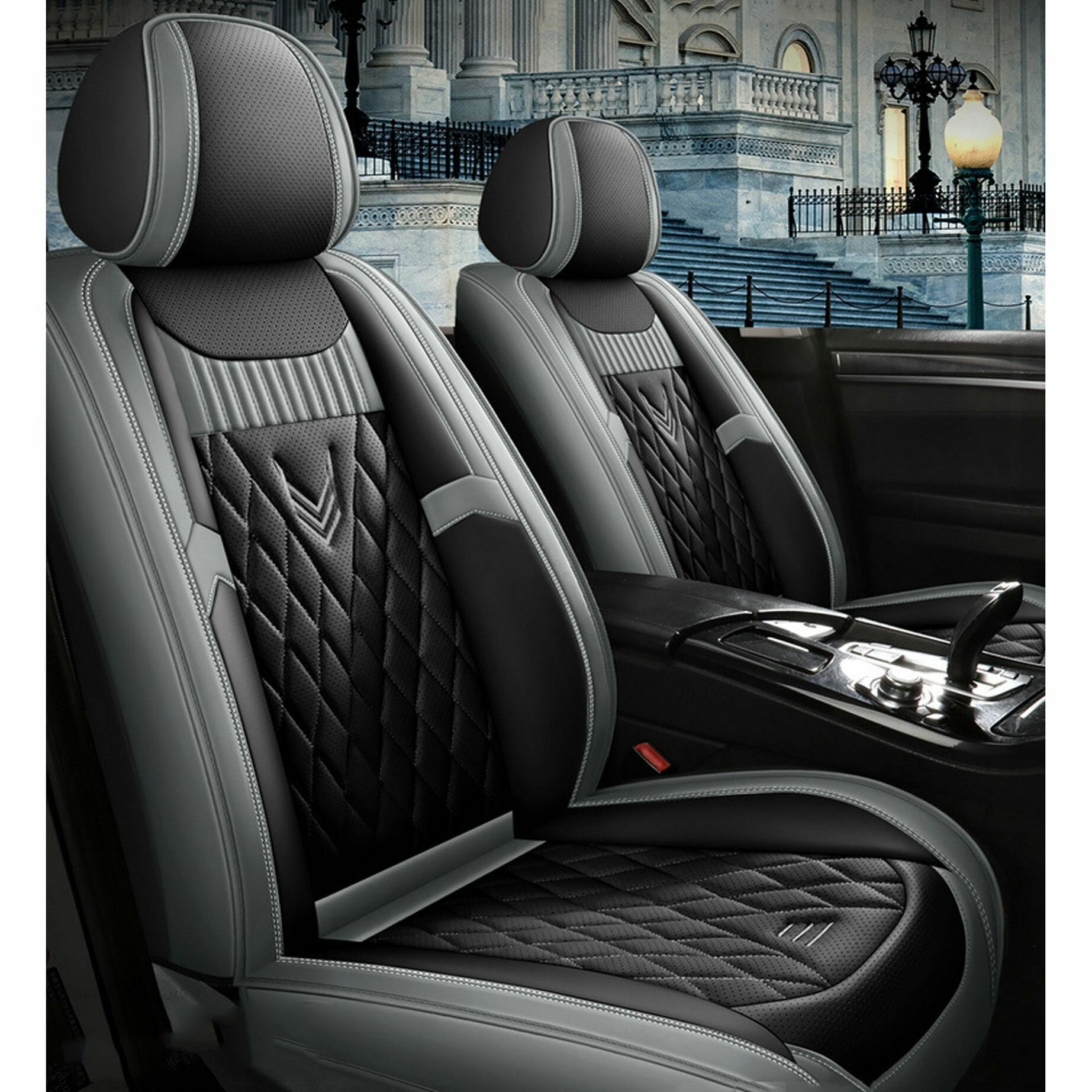 Универсальный чехол для большинства автомобилей (материал - кожа) / чехол для автомобильных сидений / экокожаKAKASHOP