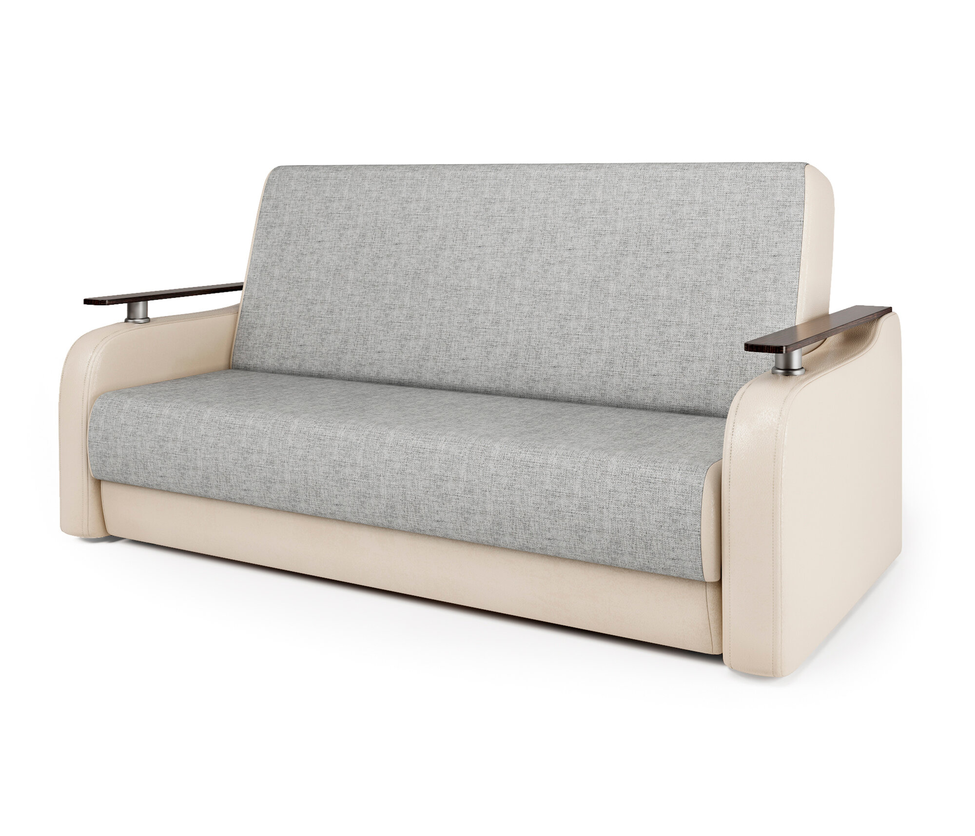 Диван-кровать Шарм-Дизайн Грант Д 120х190 см, диван раскладной, книжка, экокожа бежевый и серый шенилл