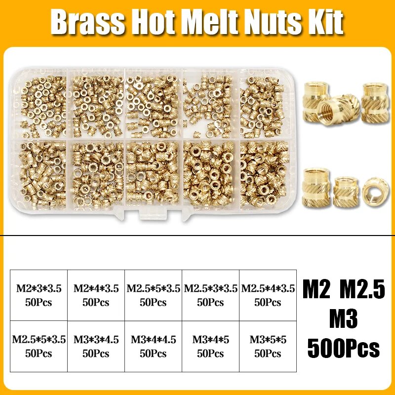 Латунные гайки YMAX M2 M2.5 M3 M4 M5 M6 500pcs M2M2.5M3