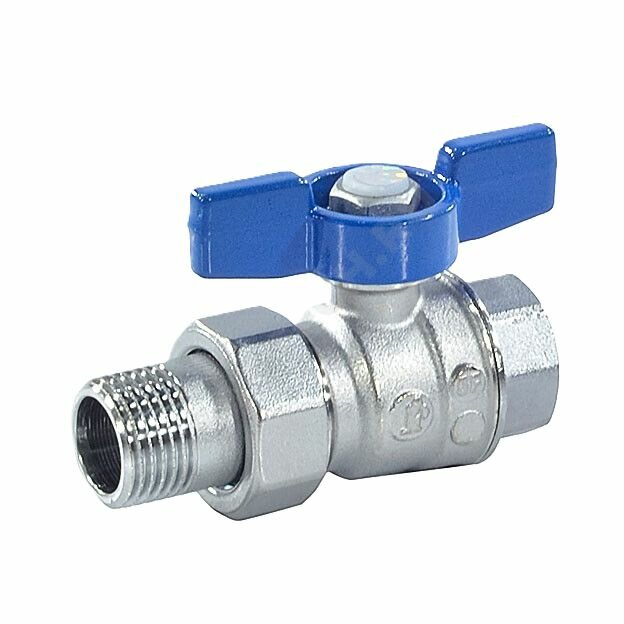 Кран шаровой латунь хром R859 Ду 20 Ру35 ВР/"американка" полнопроходной бабочка синяя Giacomini R859X345