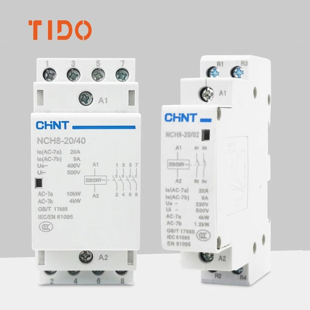 Модульный контактор CHINT NCH8-63/20 63А 220В, нормально разомкнутый (2NO), двух полюсный, катушка 220 вольт, пускатель магнитный(1шт)